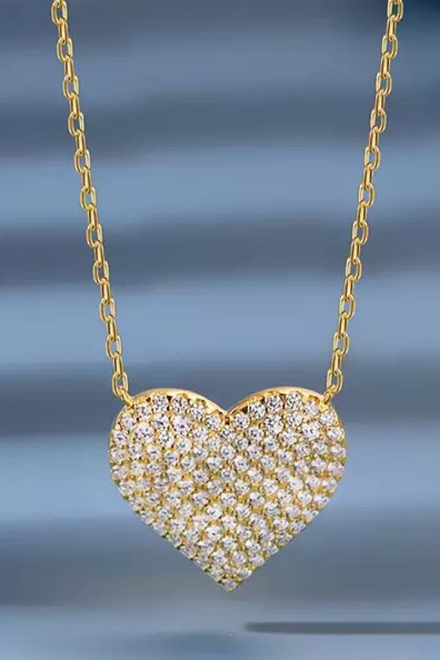 Colier auriu inima argint cu pietre semipretioase Big Heart, Efyra ...