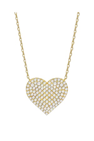 Colier auriu inima argint cu pietre semipretioase Big Heart, Efyra ...