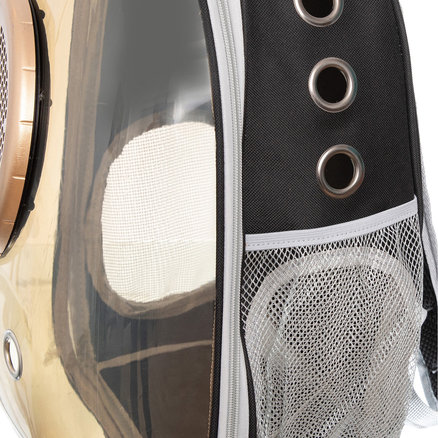 Rucsac transport animale de companie fumuriu hublou cu inel auriu DARO ...