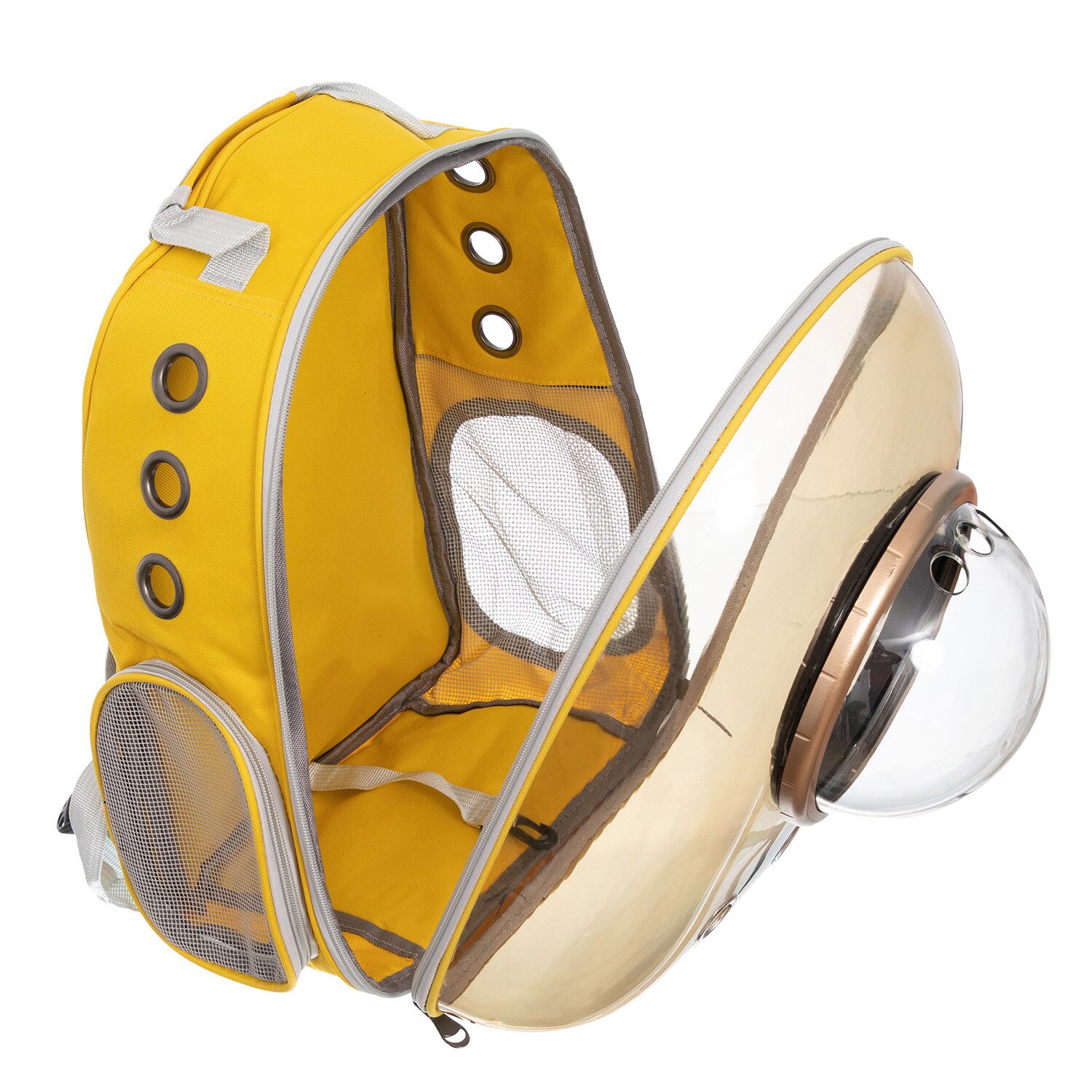 Rucsac transport animale de companie fumuriu hublou cu inel auriu DARO ...