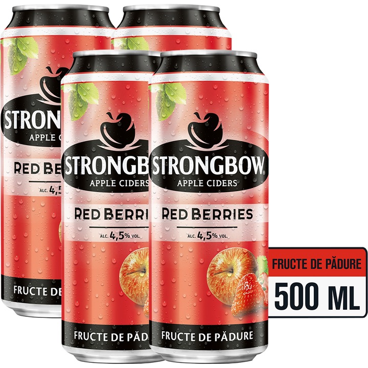 Cidru de mere si fructe de padure, Strongbow, 0.5 l x 4 - eMAG.ro