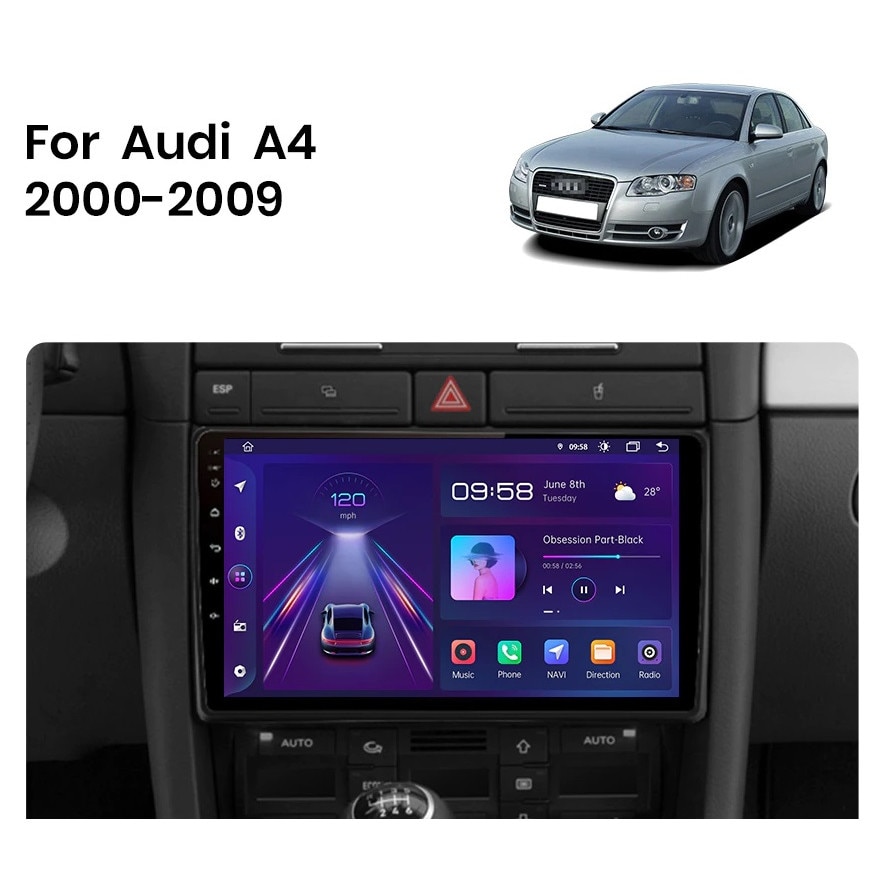 Junsun Navigáció, Audi A4 B6/B7, 2002-2008, Android 12, 4 GB RAM, 64 GB ...
