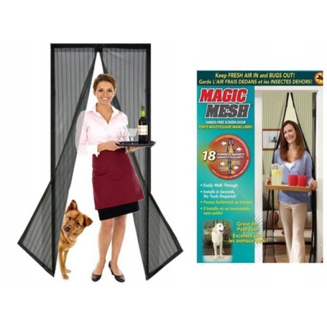 Plasa de tantari pentru usa, Poliester, Magnetic, 210X100 cm, Negru ...