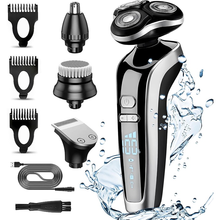 Aparat de ras electric, 4 in 1 BYONDSELF®, Ud si uscat, Capete 3D ...