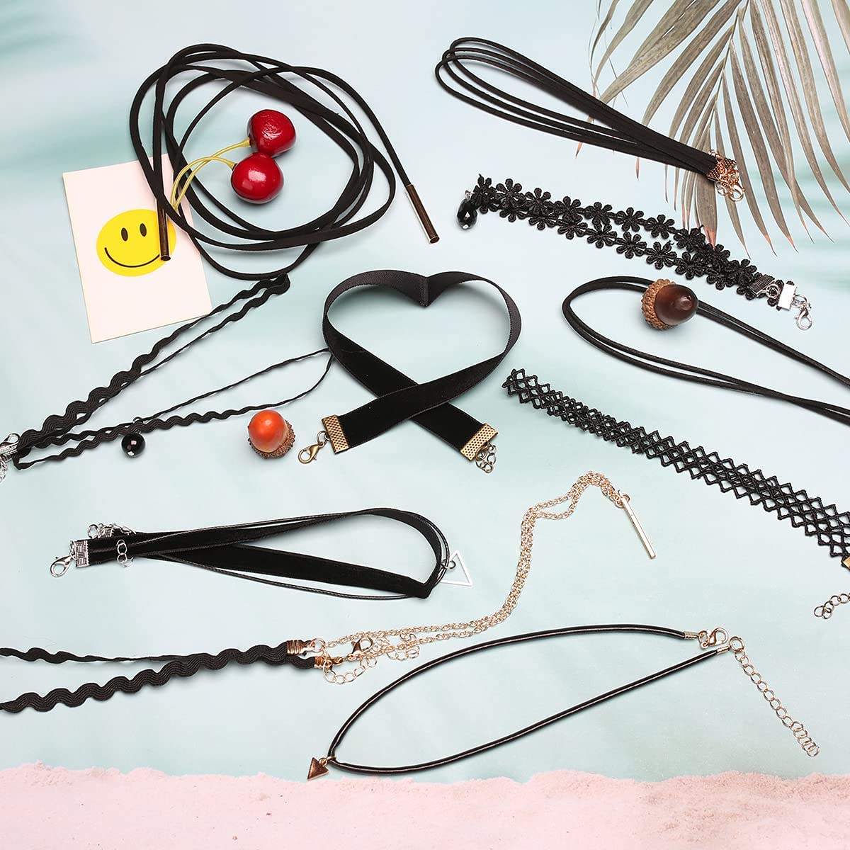 Set coliere dama, LaiXiaoBei, 10 bucati, Catifea, Negru - eMAG.ro