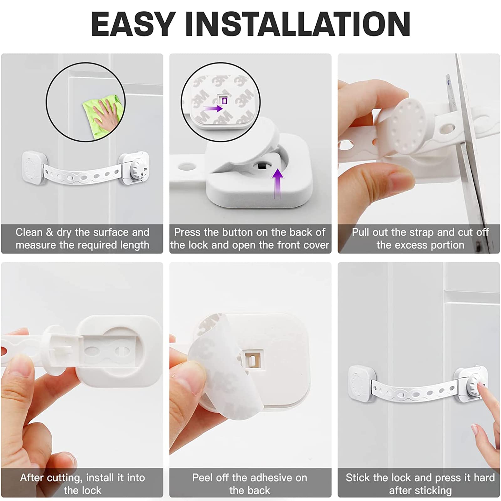 Incuietoare anti-clip pentru siguranta copiilor, YIJBAO, 6 bucati, Incuietori, Alb - eMAG.ro