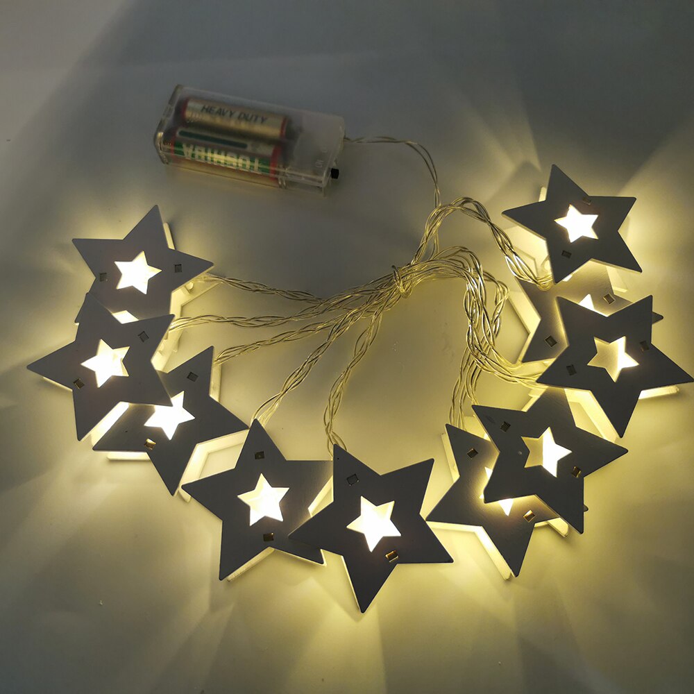 Instalatie de Craciun cu baterii 10 Stelute, Lumina LED alb cald, 2m ...