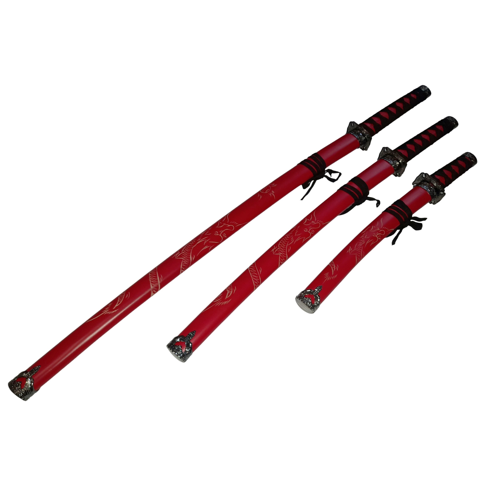 Set sabii katane decorative IdeallStore®, panoplie, Ninja Warrior, rosu ...