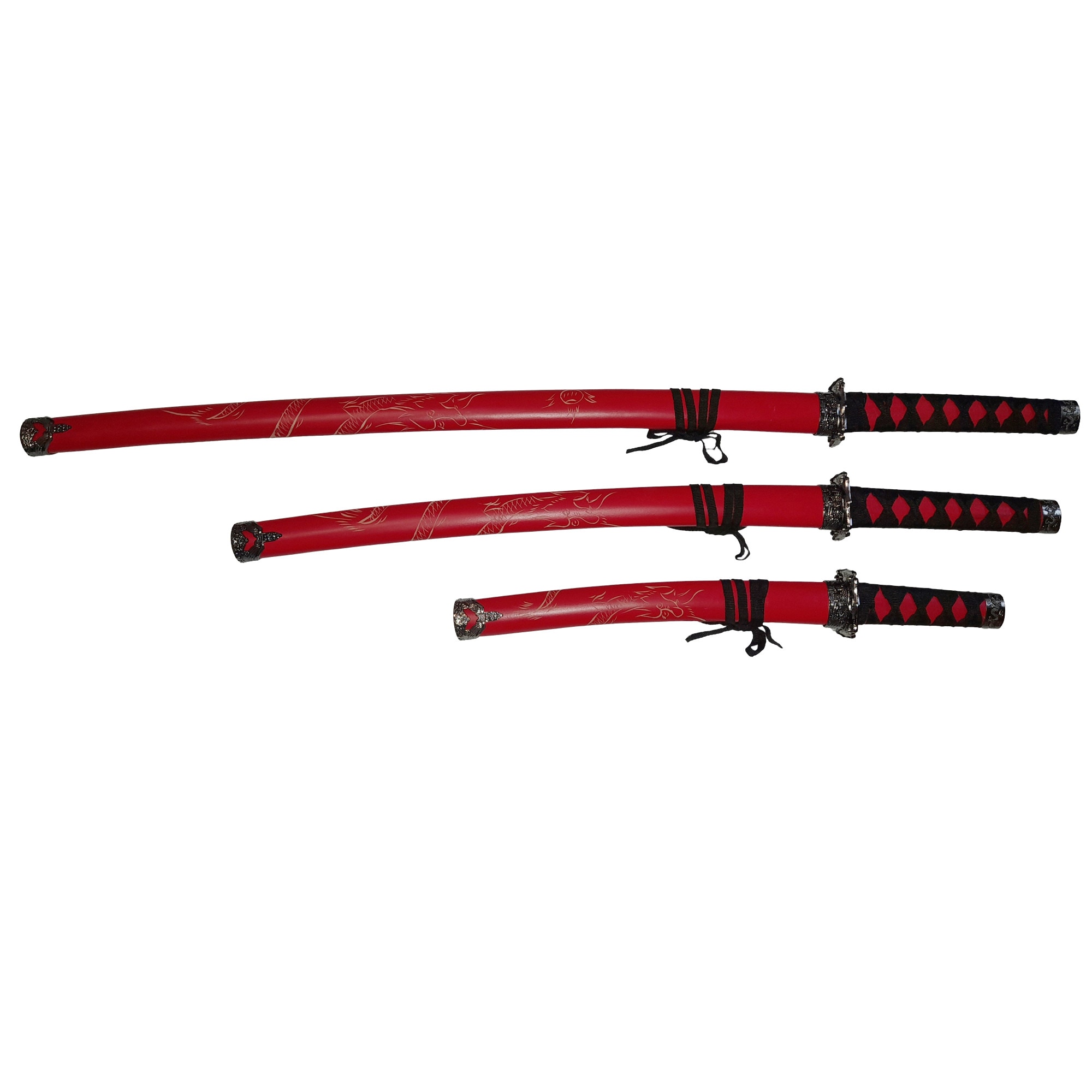 Set sabii katane decorative IdeallStore®, panoplie, Ninja Warrior, rosu ...