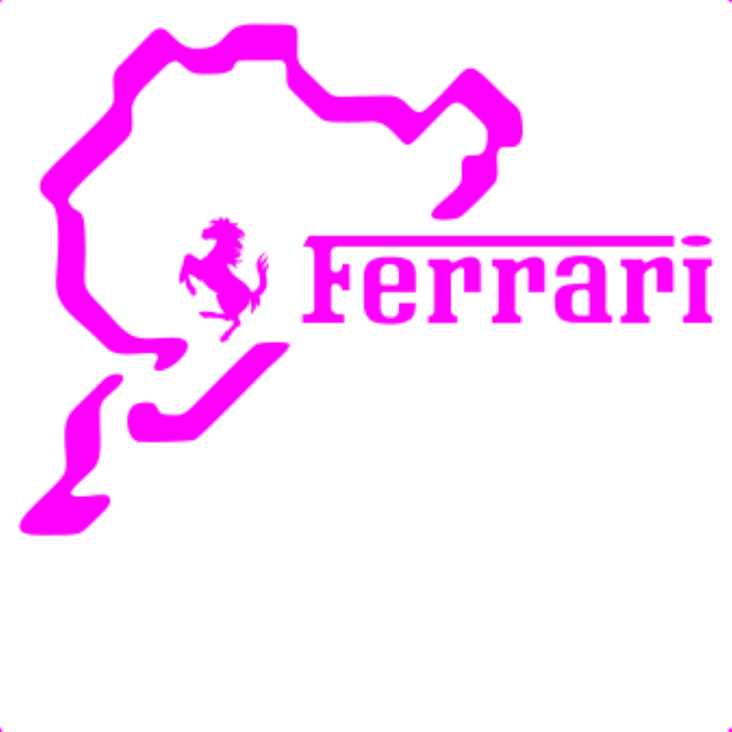 Sticker decorativ perete, auto si geam, Nurburgring ferrari, Roz, 19 cm ...