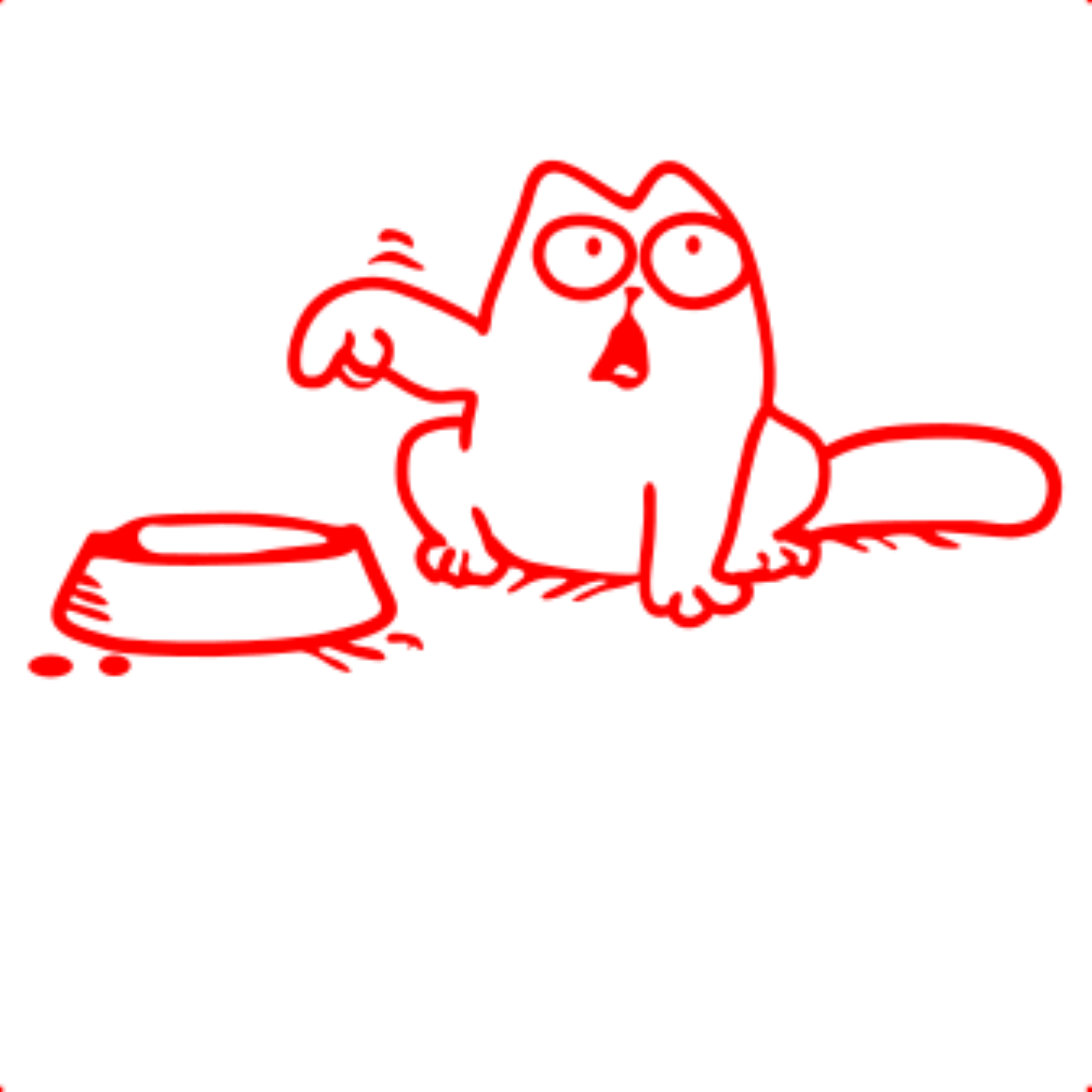 Sticker decorativ perete, auto si geam, Pisica cu castron, Rosu, 25 cm ...