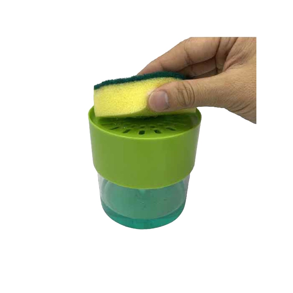 Recipient cu burete dozator lichid, Plastic, 500 ml, 12x11 cm, Verde ...