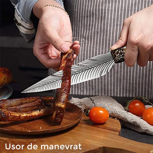 Cutit profesional universal, Qyntech®, lucrat manual, maner din lemn ...