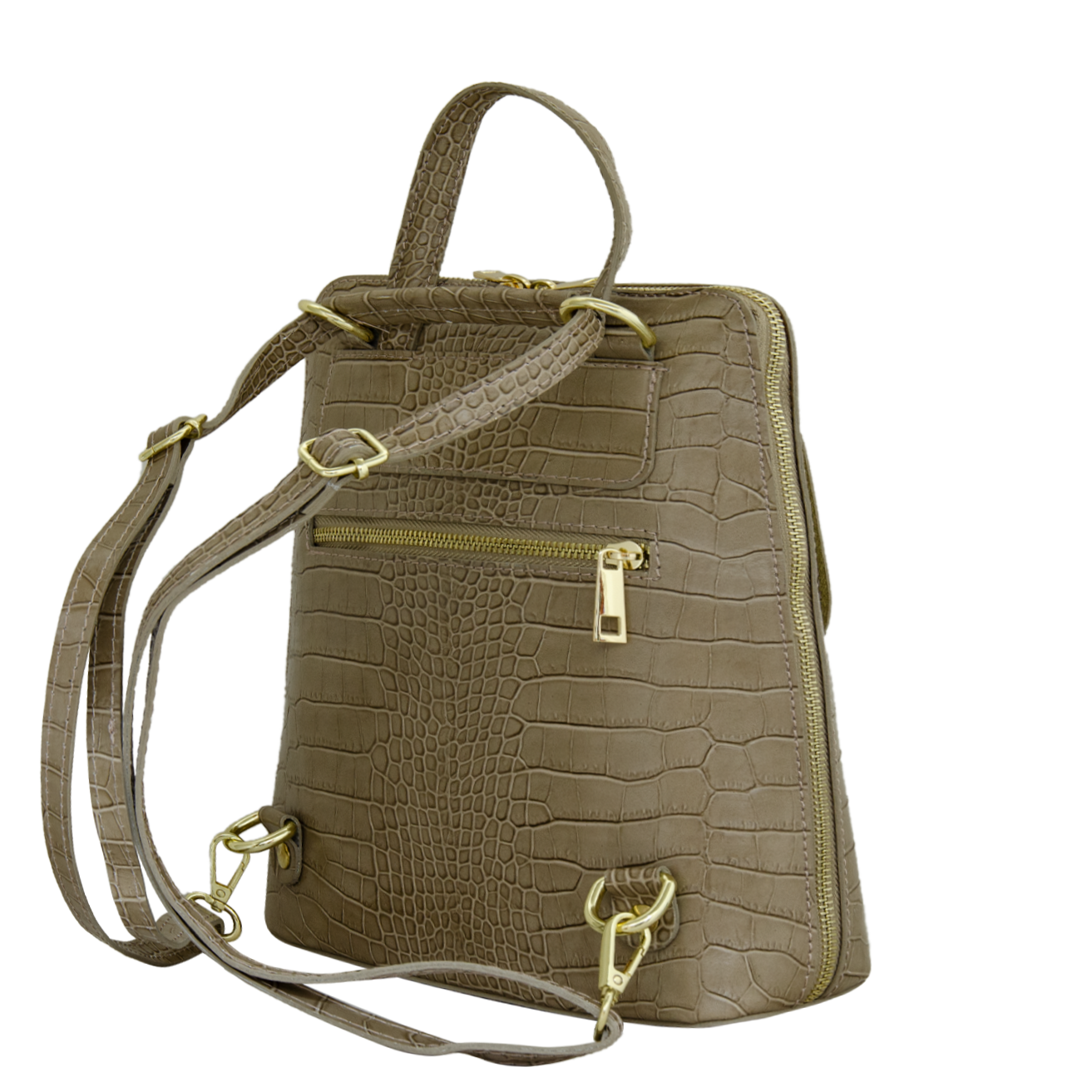 Rucsac de dama din piele naturala Eva Bags, Petra croco bej nisip - eMAG.ro