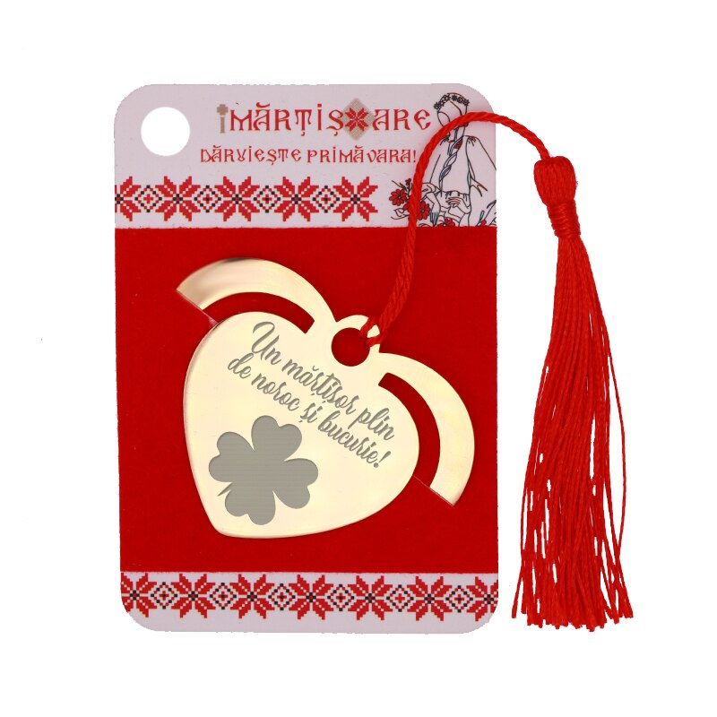 Martisor Semn de Carte Inox Inima Aurie Martisor cu noroc - eMAG.ro