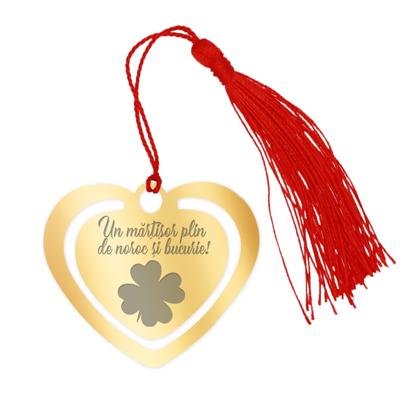 Martisor Semn de Carte Inox Inima Aurie Martisor cu noroc - eMAG.ro
