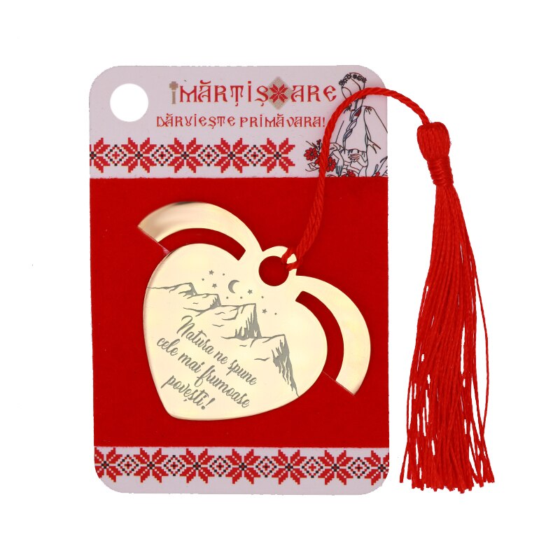 Martisor Semn de Carte Inox Inima Aurie Povesti din Natura - eMAG.ro