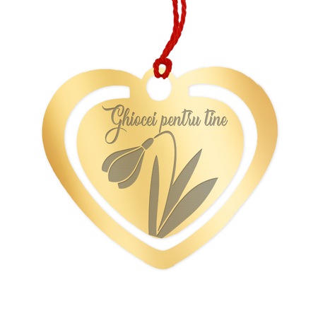 Martisor Semn de Carte Inox Inima Aurie Ghiocei pentru Tine - eMAG.ro