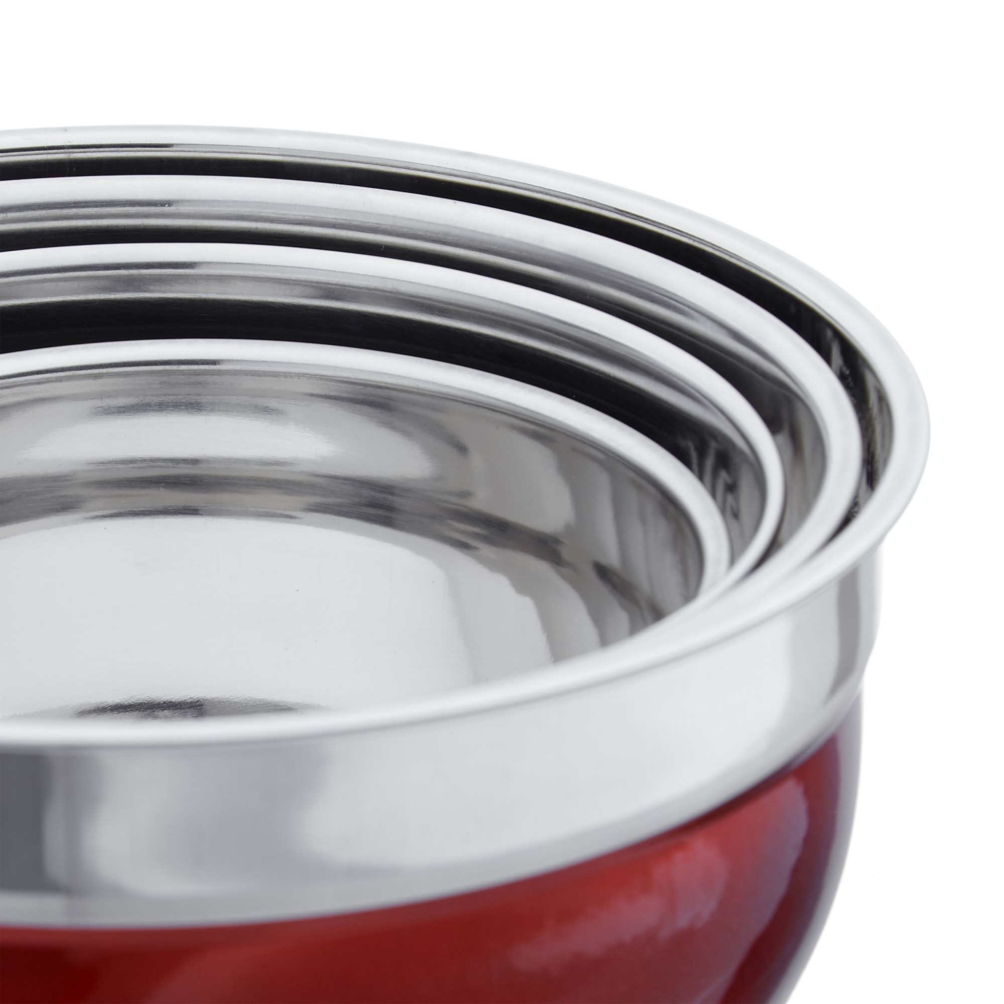 Set 4 boluri cu capac, Relaxdays, din inox, rosu - eMAG.ro