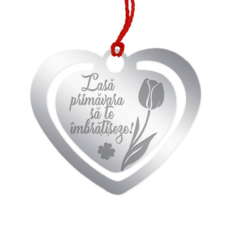 Martisor Semn de Carte Inox Inima Argintie Primavara Imbratisare - eMAG.ro