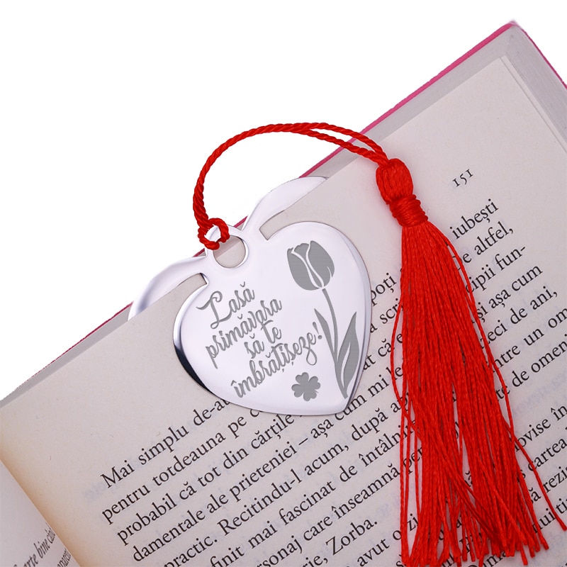Martisor Semn de Carte Inox Inima Argintie Primavara Imbratisare - eMAG.ro