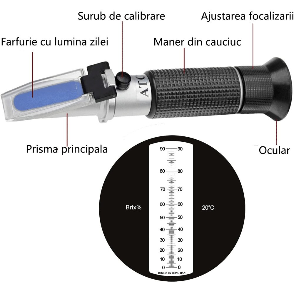 Refractometru, Vaxiuja, Brix zahar 0-90%, ATC 10°C ~ 30°C, de masurat ...