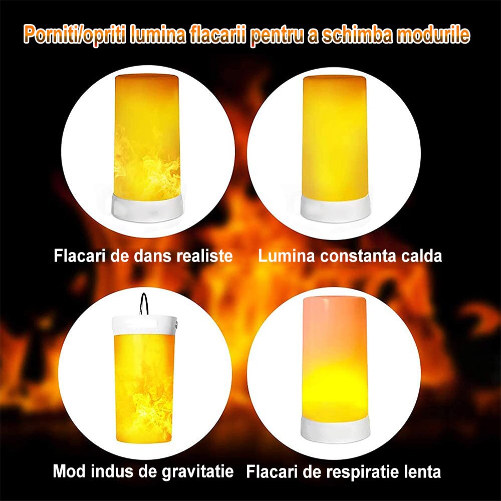 Lampa LED de veghe, YWX, portabila, efect de flacara, Telecomanda ...