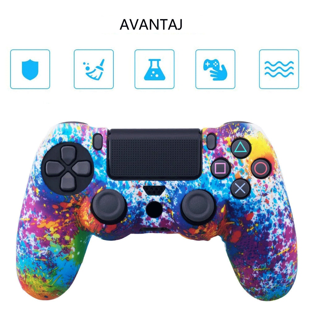 Set husa de protectie gamepad si 10 protectii degete OSPE pentru PS4 ...