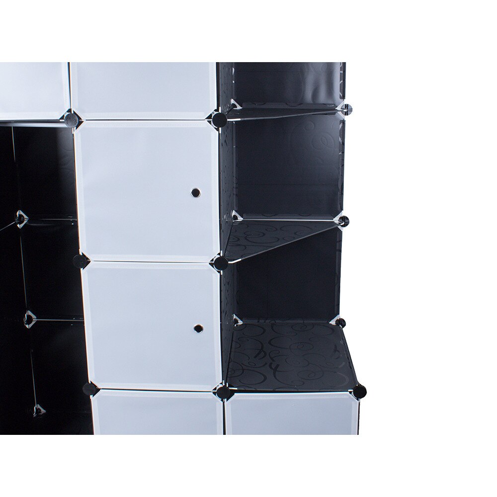 Dulap modular, Plastic, 180x180x46.5 cm, Negru/Alb - eMAG.ro
