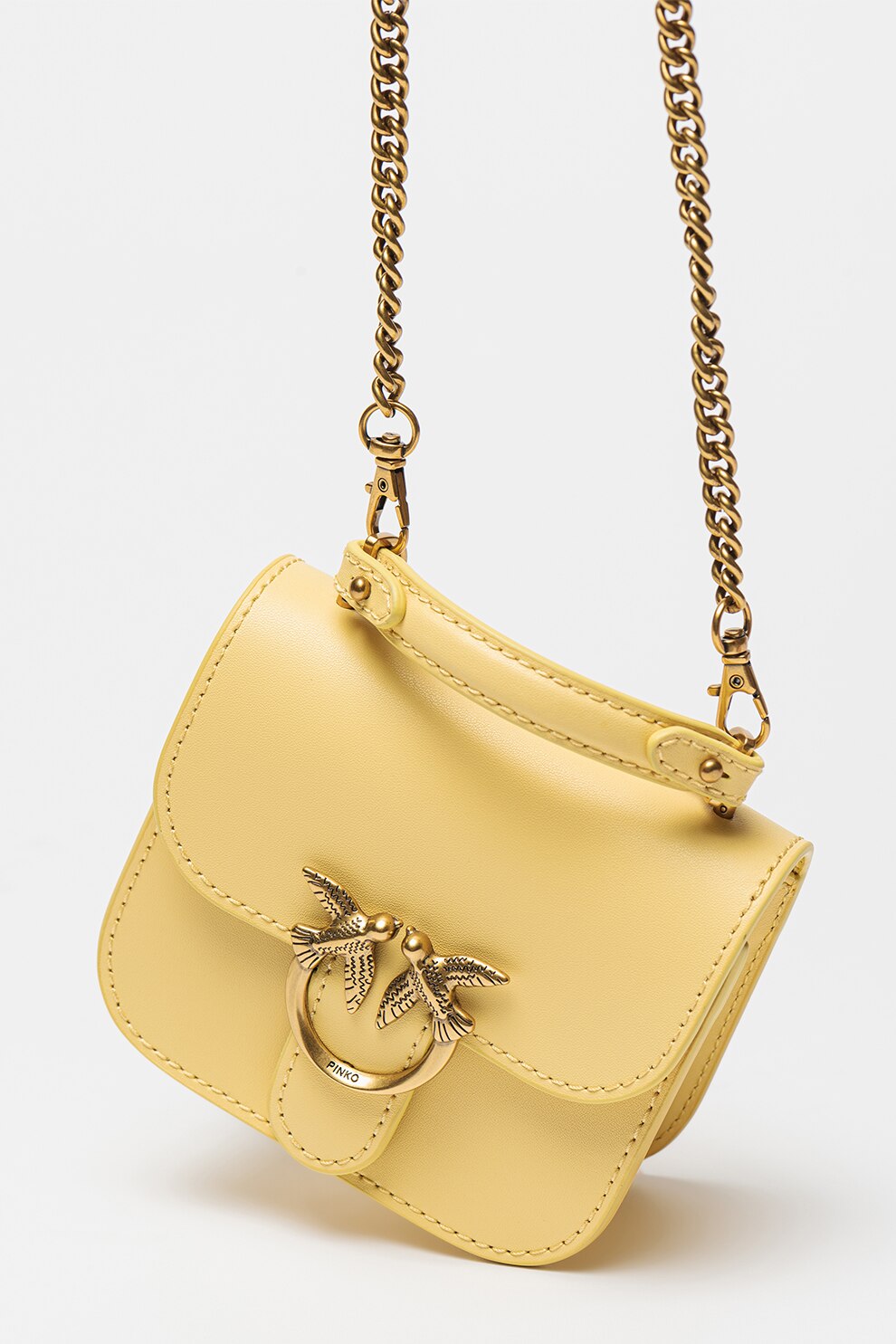 Pinko, Geanta crossbody de piele Love Bell, Galben pai - eMAG.ro