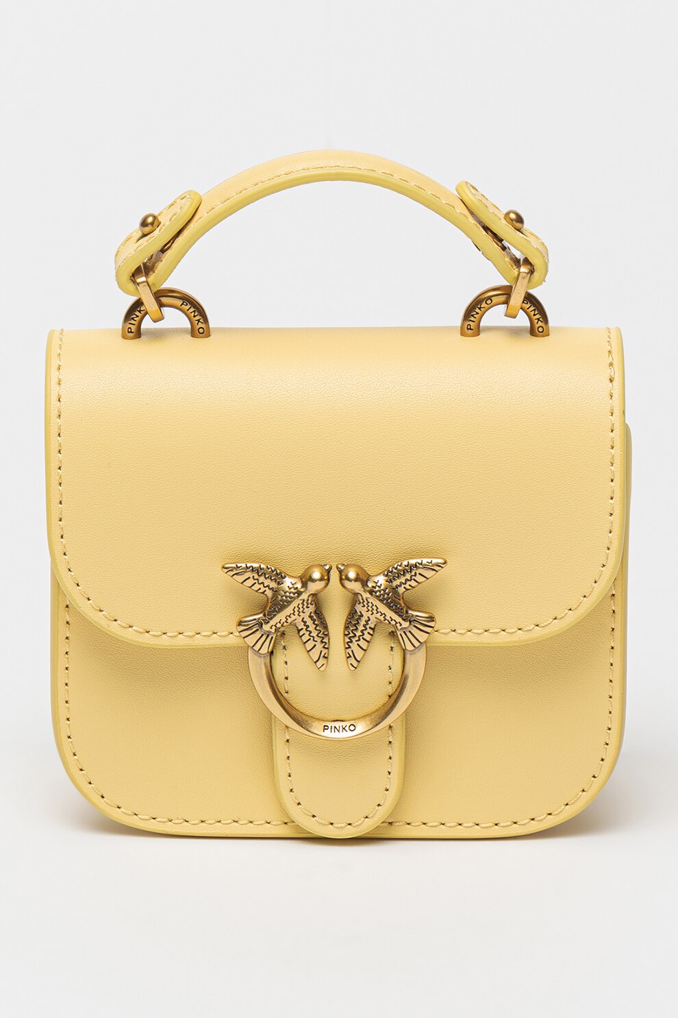 Pinko, Geanta crossbody de piele Love Bell, Galben pai - eMAG.ro