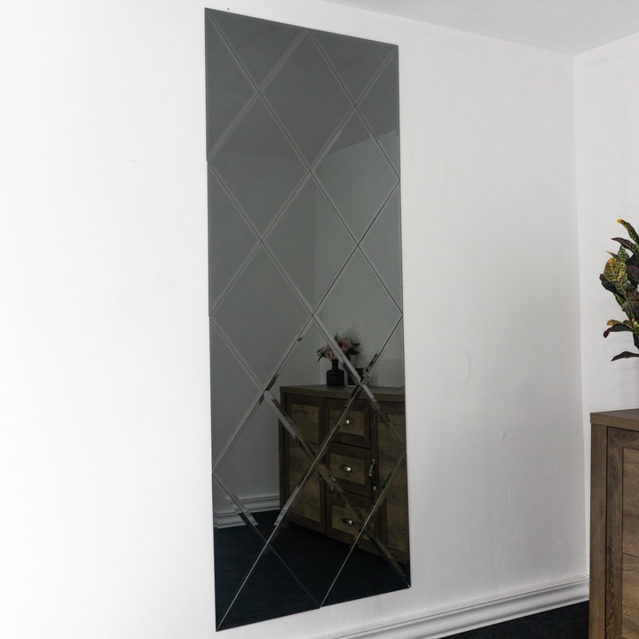 Panou oglinda romburi fazetate, 200x80cm, gri fumuriu - eMAG.ro