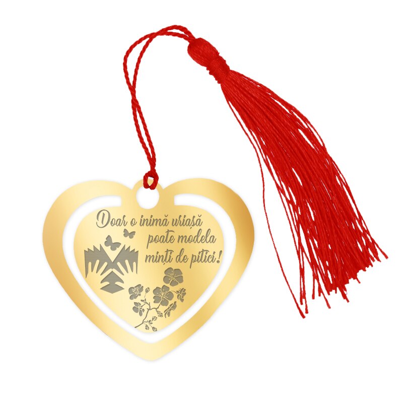 Martisor Semn de Carte Inox Inima Aurie Inima Uriasa - eMAG.ro