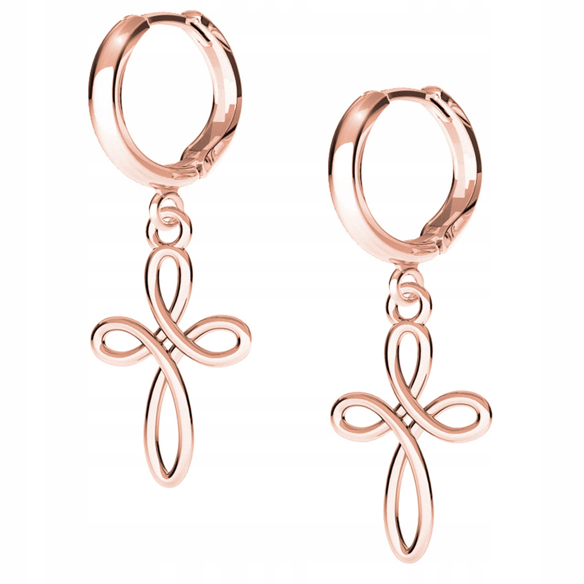 Cercei, Larezo, cruce, ajurata, aur roz, argint 925, 1.7x2.2 cm - eMAG.ro