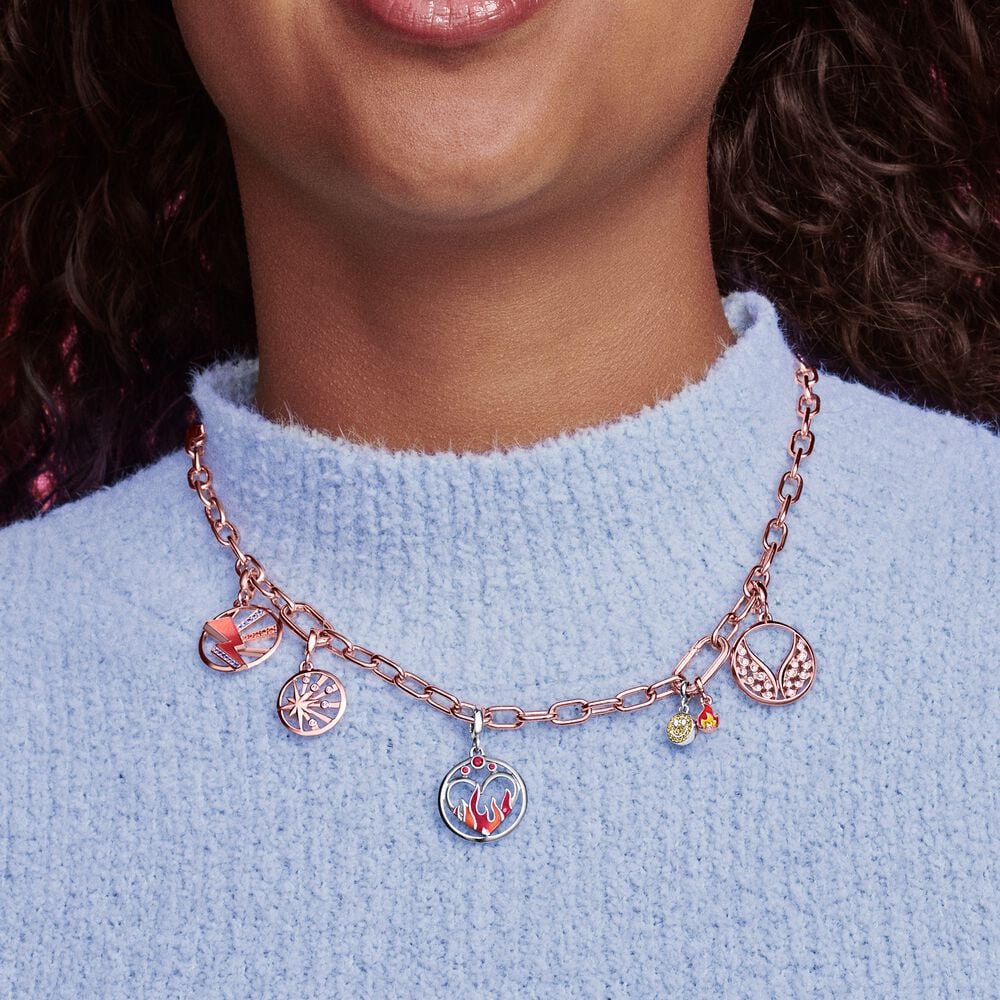 Colier Pandora tip lant cu verigi ME Aur Roz 14k - 50cm - eMAG.ro