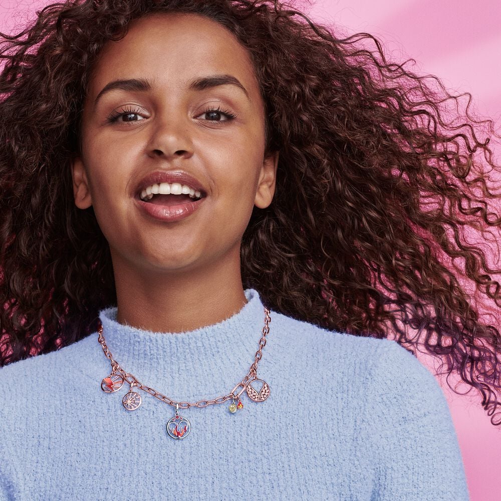 Colier Pandora tip lant cu verigi ME Aur Roz 14k - 50cm - eMAG.ro