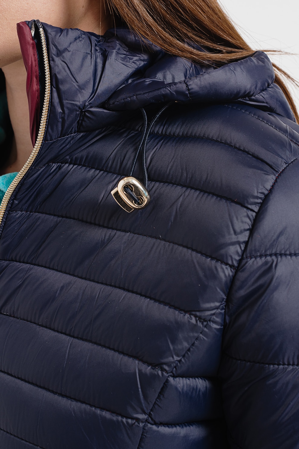 Geo Norway, Geaca matlasata cu gluga detasabila Bealize, Albastru marin ...