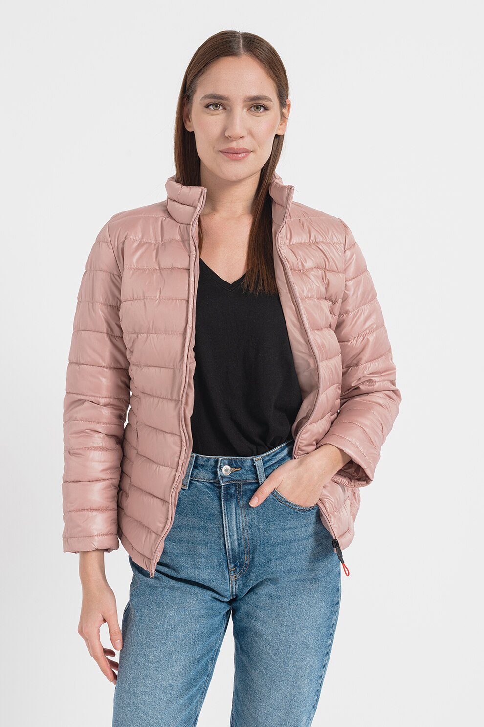 Anapurna, Geaca matlasata cu guler mediu Ada, Roz pastel, 3 - eMAG.ro