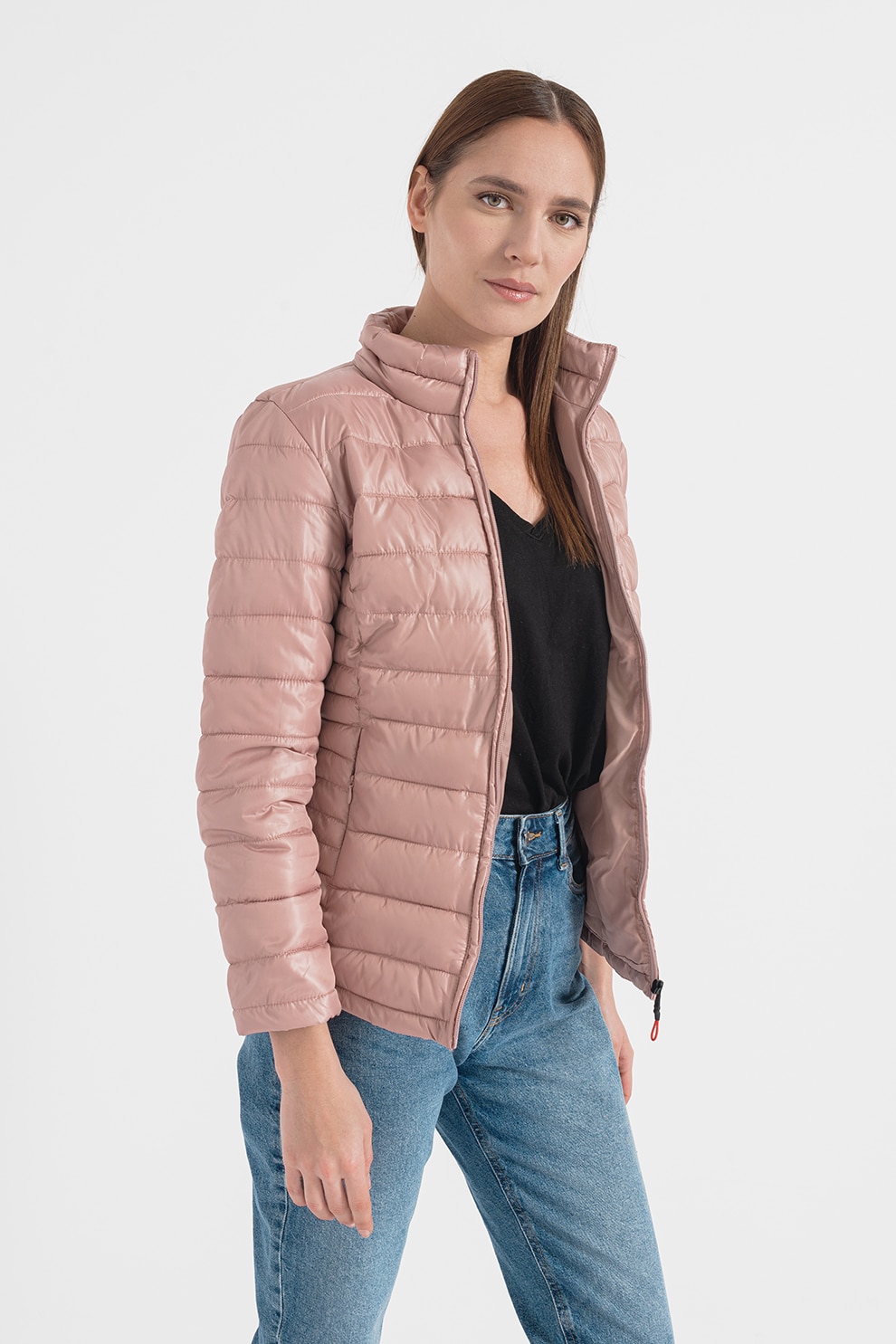 Anapurna, Geaca matlasata cu guler mediu Ada, Roz pastel, 5 - eMAG.ro