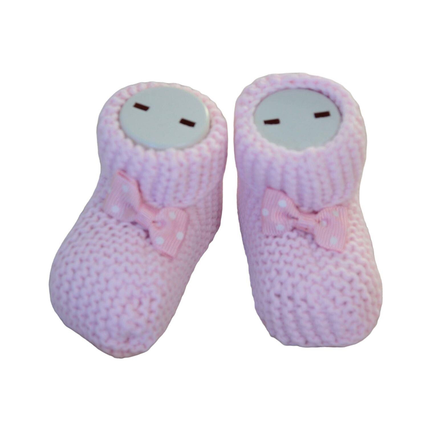 Botosei cu fundita, Glamadea, tricotati, caldurosi, roz, 11-16 EU - eMAG.ro