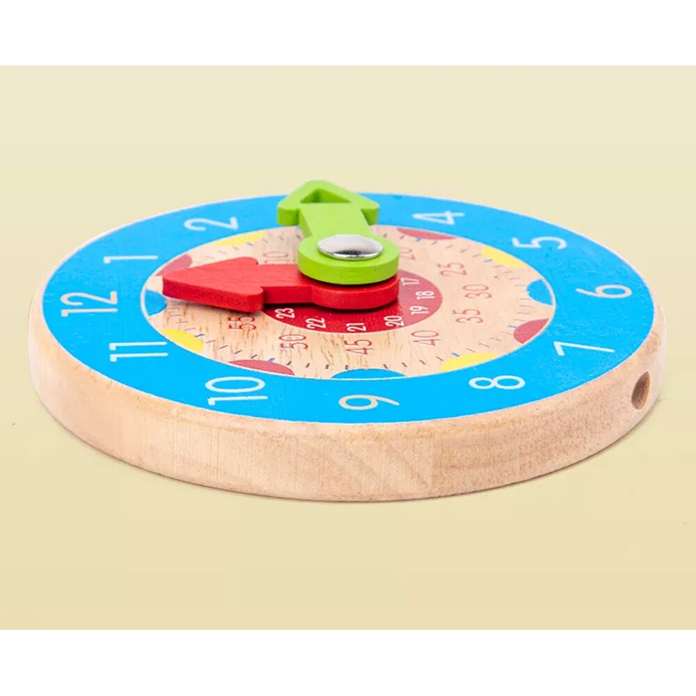 Jucarie educativa din lemn, Ceas Mini pentru copii, diametru 12cm ...