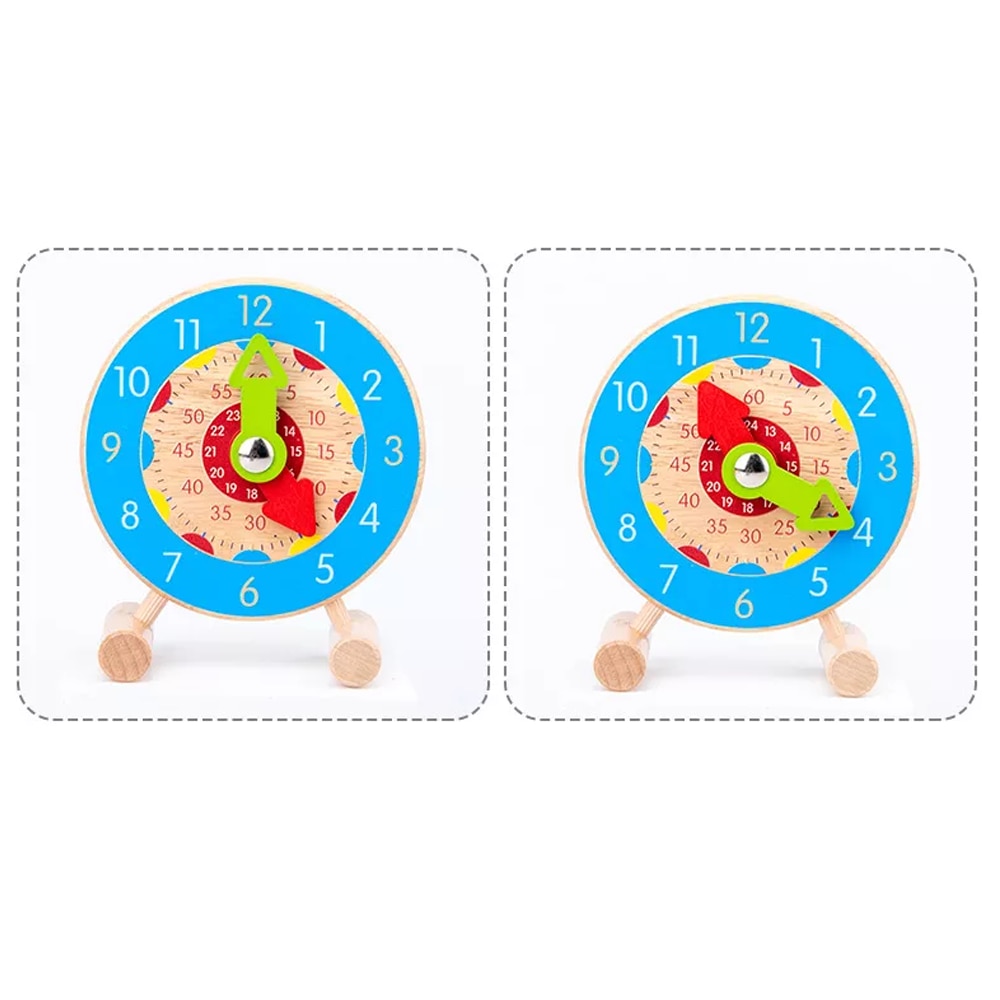 Jucarie educativa din lemn, Ceas Mini pentru copii, diametru 12cm ...