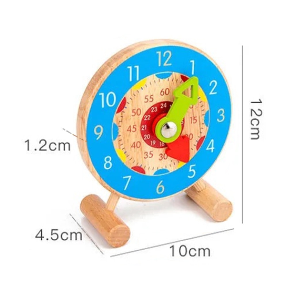 Jucarie educativa din lemn, Ceas Mini pentru copii, diametru 12cm ...