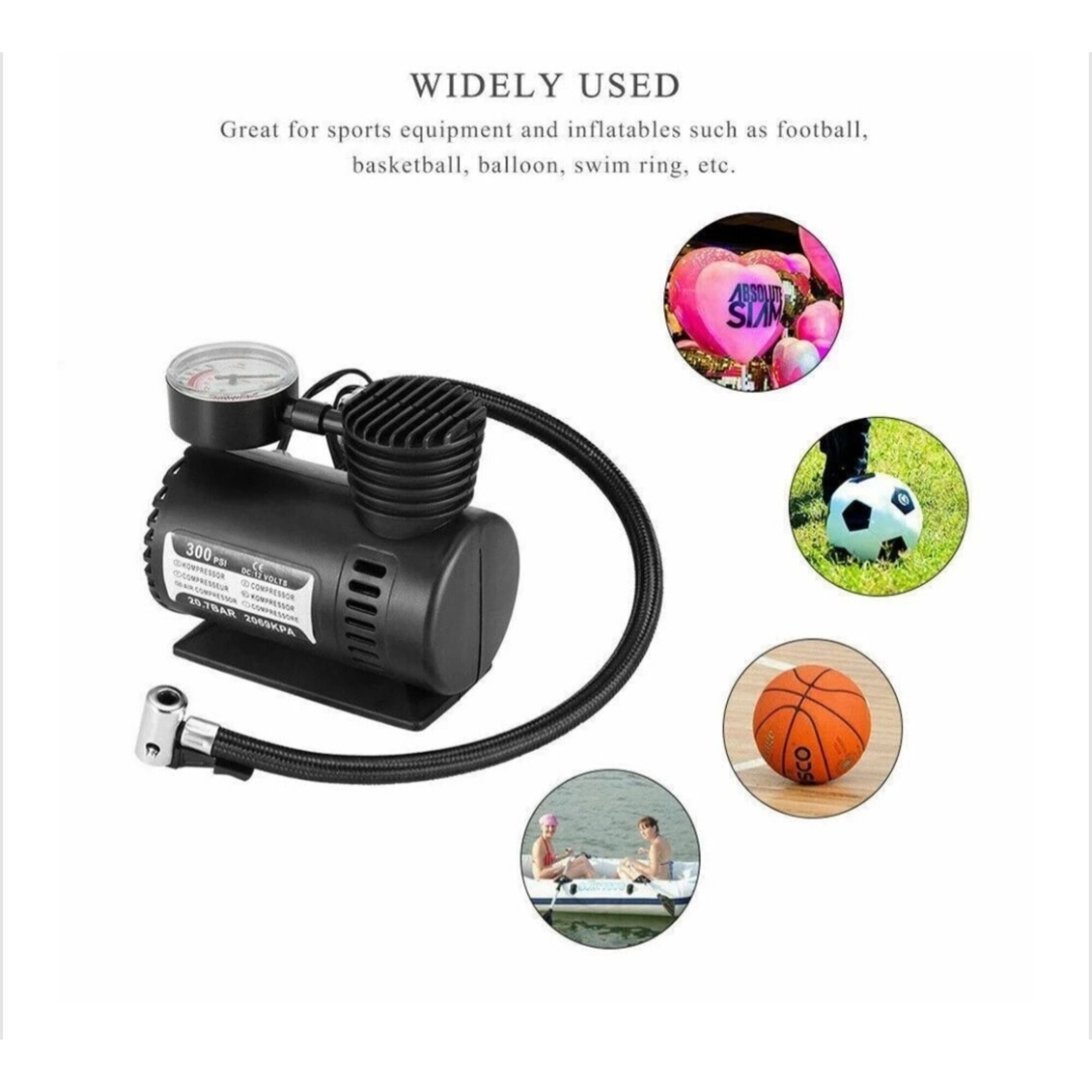 Set Compresor Auto, RoHS, 12V, 300Psi, 4 Capace Ventile Auto - eMAG.ro