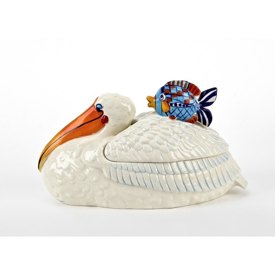 Bibelou in forma de pelican si peste, Witek Home, Ceramica, Multicolor ...