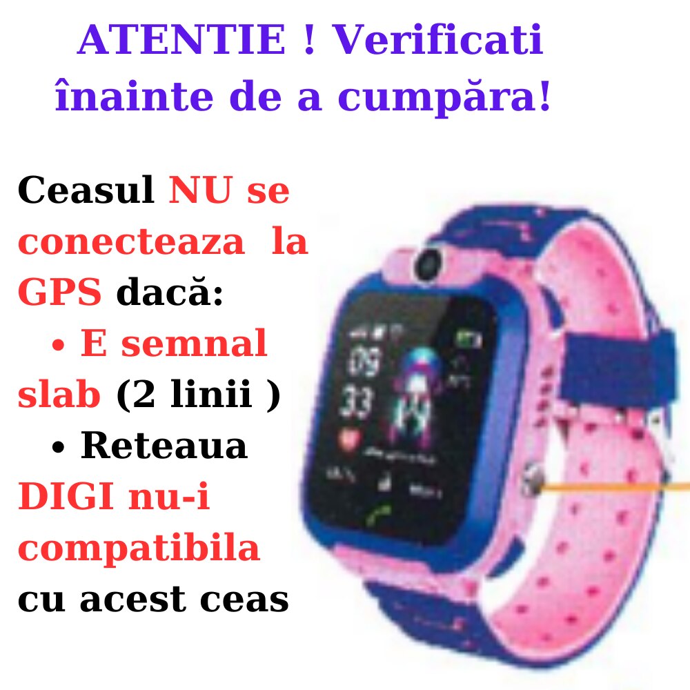 Ceas Smartwatch pentru copii si adolescenti, apel vocal si pozitionare ...