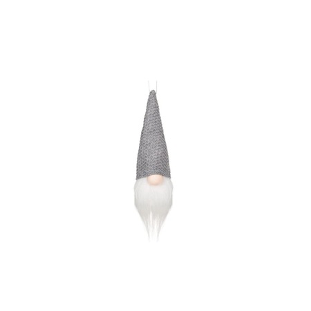 Figurina gnom cu agatatoare pentru brad, de Craciun, 15,2 cm, gri/alb ...