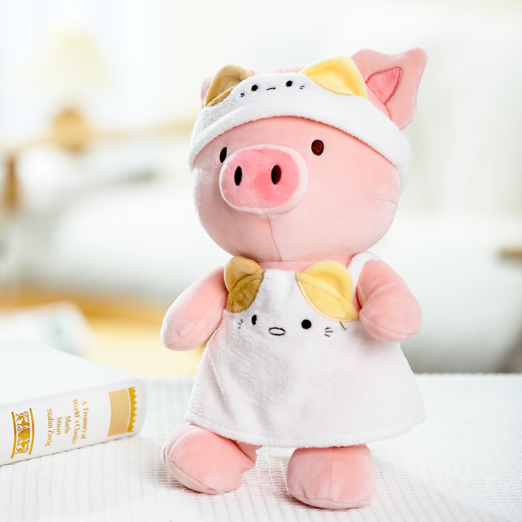 Jucarie de plus Porcusor cu costum de pisica 24cm MINISO - eMAG.ro