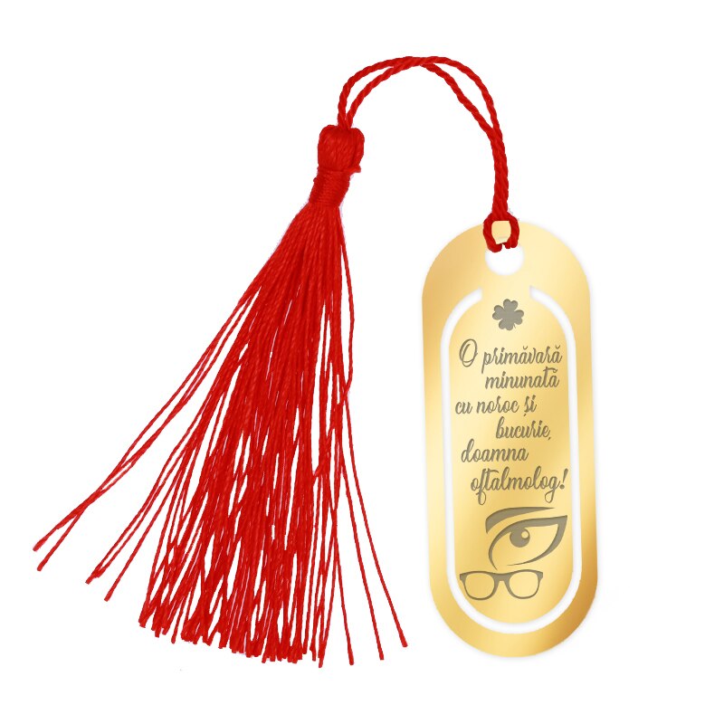 Martisor Semn de Carte Inox Oval Auriu Doamna Oftalmolog - eMAG.ro