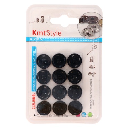 Set 12 capse din metal, pentru haine, NO27, 15 mm, Negru - eMAG.ro